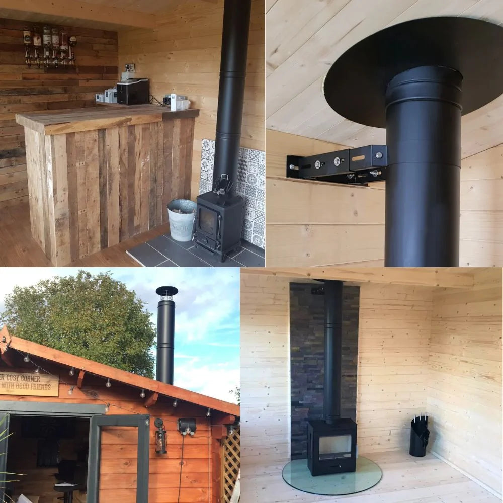 Wood burning stove shed chimney kit Silvacore Duraflue PRO DTW 2.5 Met ...