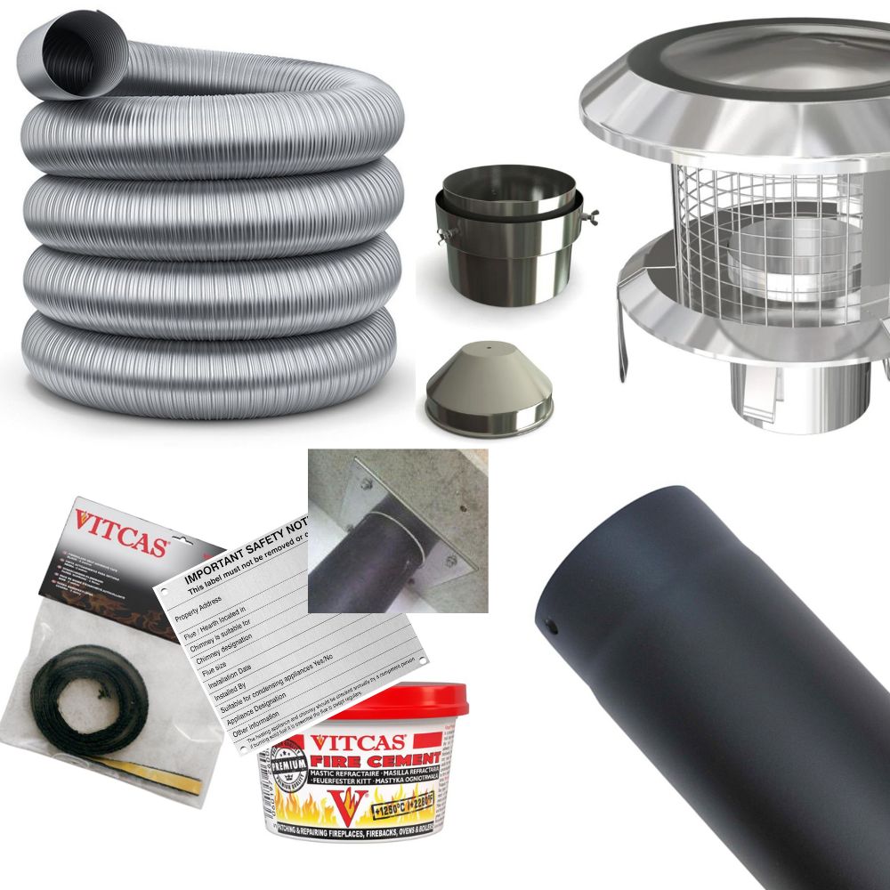 Chimney liner & fitting pack (includes a 50cm black pipe ...